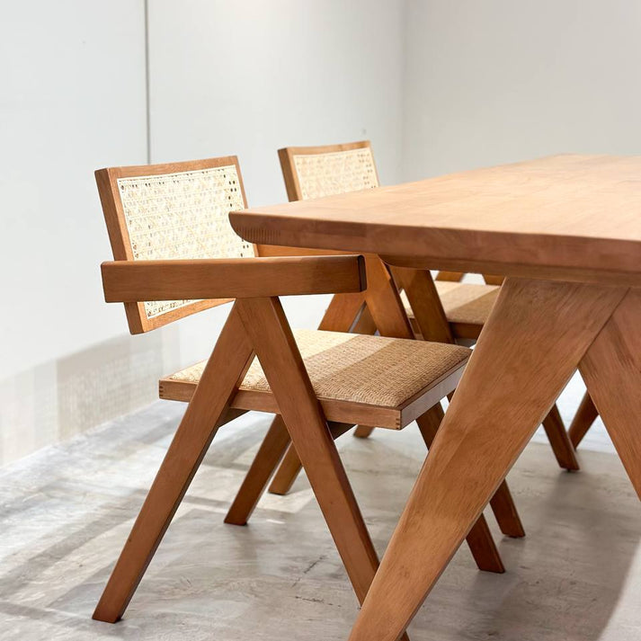 Eleanor 1.8m Dining Table with 2 Eleanor Chairs + 1.3m Eleanor Rattan ...